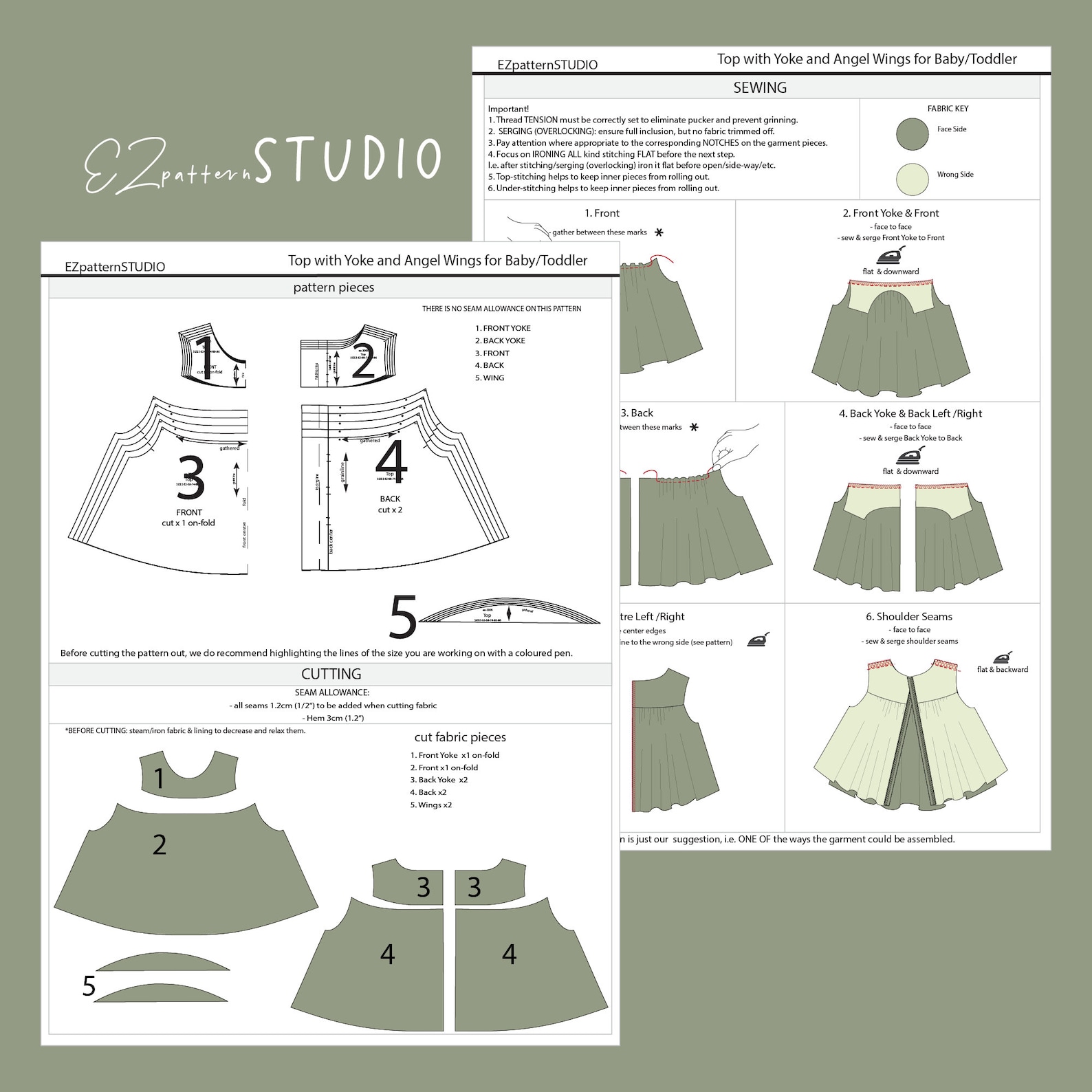 Top With Angel Wings and Yoke PDF Sewing Pattern for Baby/toddler /3mth ...