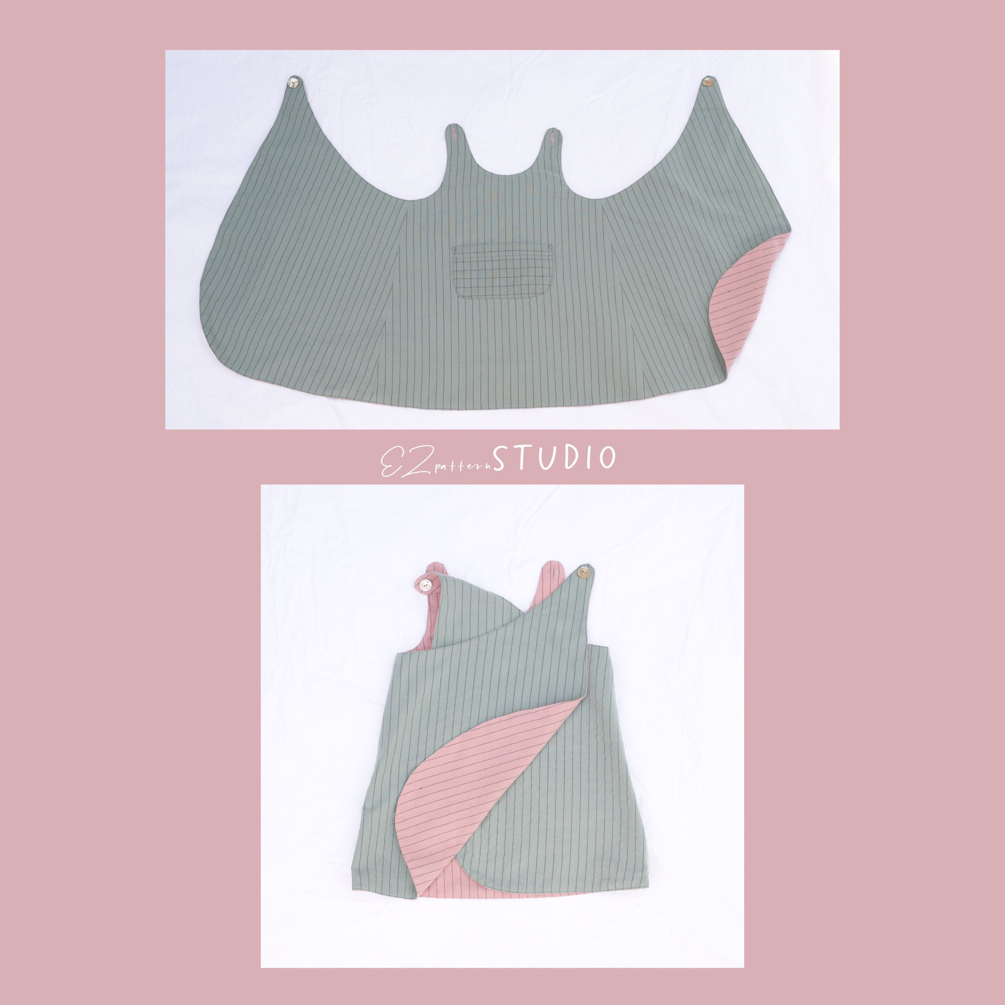 Cross-back Reversible Pinafore Apron/dress /3mth - 4yo / PDF Sewing ...