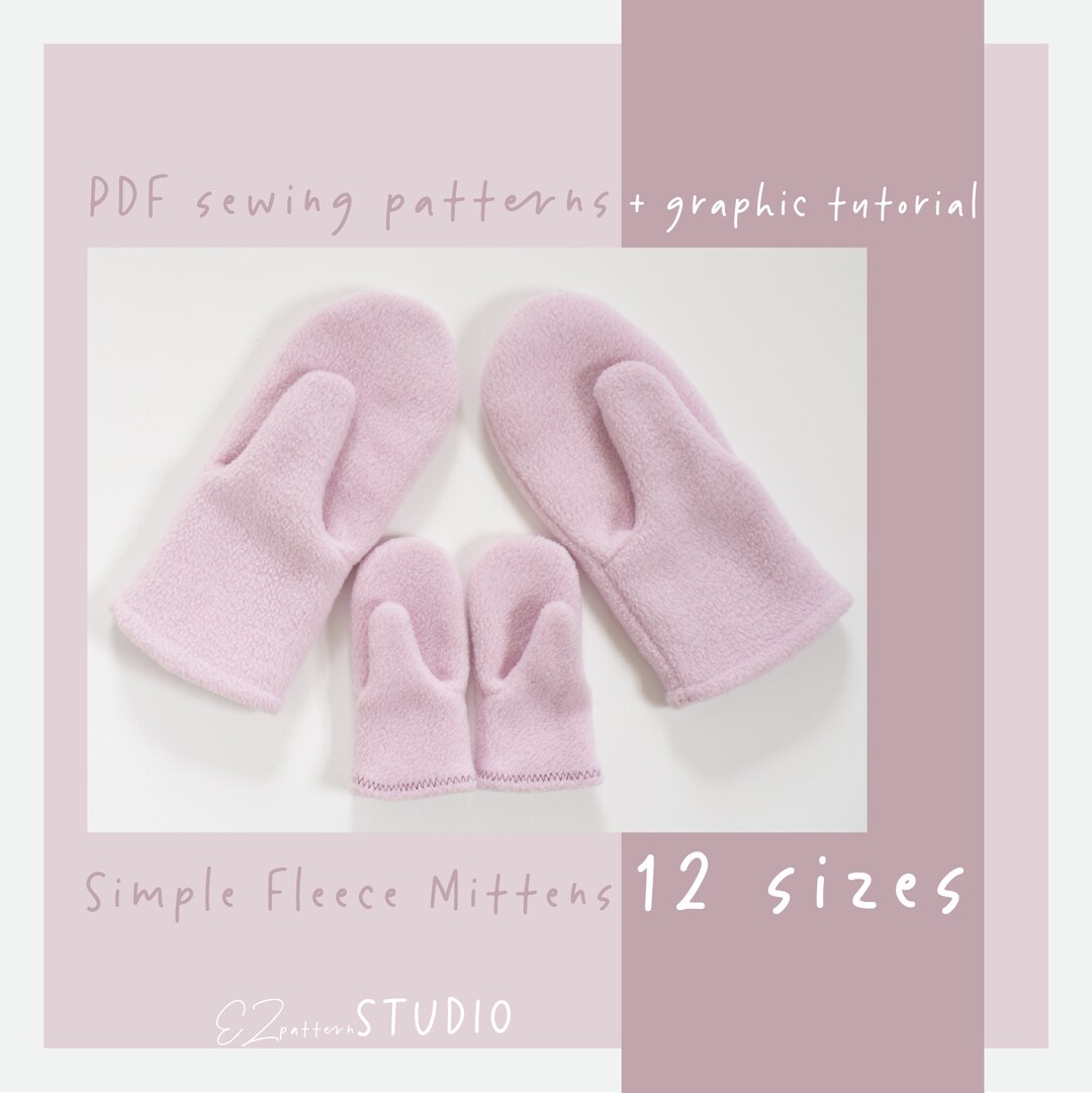 Simple Fleece Mittens PDF Sewing Pattern /12 Sizes: Kids of All Sizes ...