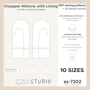 Chopper Mittens With Lining for Kids of All Sizes and Adults /10 SIZES ...