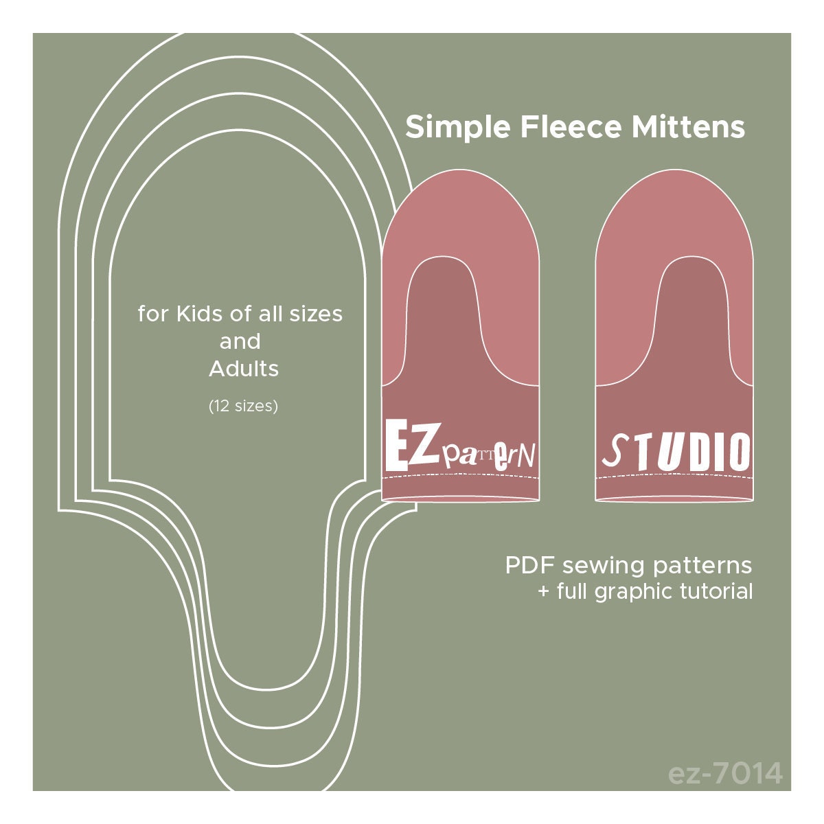 Simple Fleece Mittens PDF Sewing Pattern /12 Sizes: Kids of | Etsy