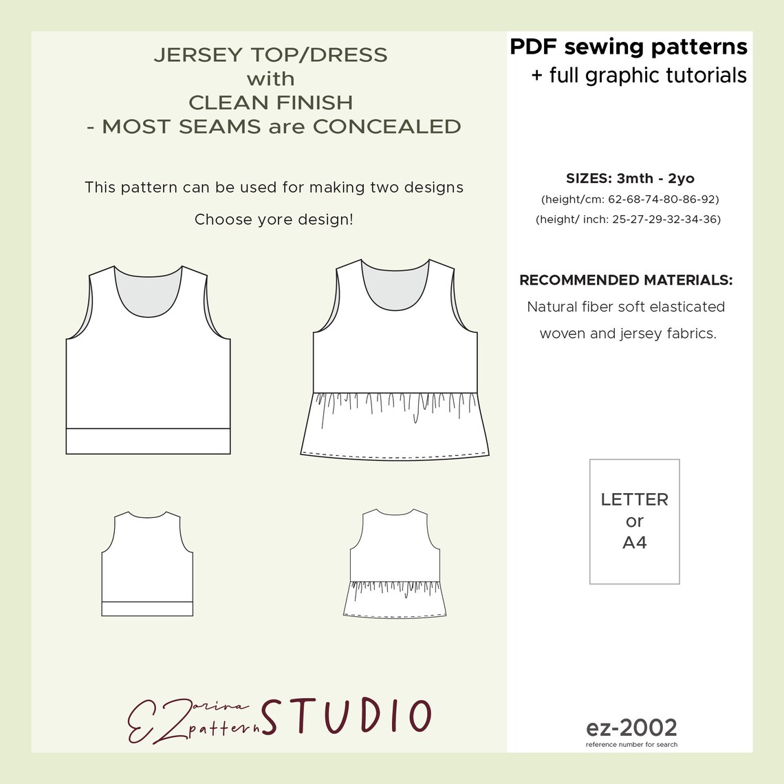 Top/dress PDF Sewing Patterns for Baby/sizes: 3mth 2y - Etsy