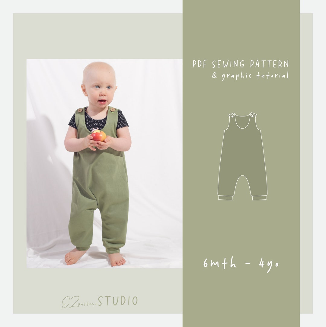 JERSEY Jumpsuit Sewing PDF Pattern With Shoulder Snaps for Baby and ...