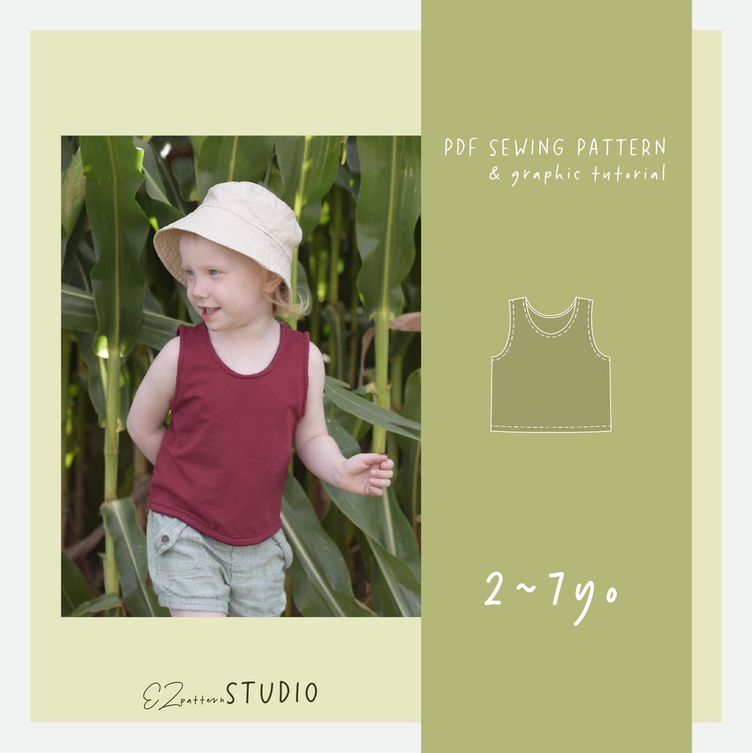 Jersey Tank Top PDF Sewing Pattern for Kids / 2 3 4 5 6 7 Yo / Ez-2104 ...