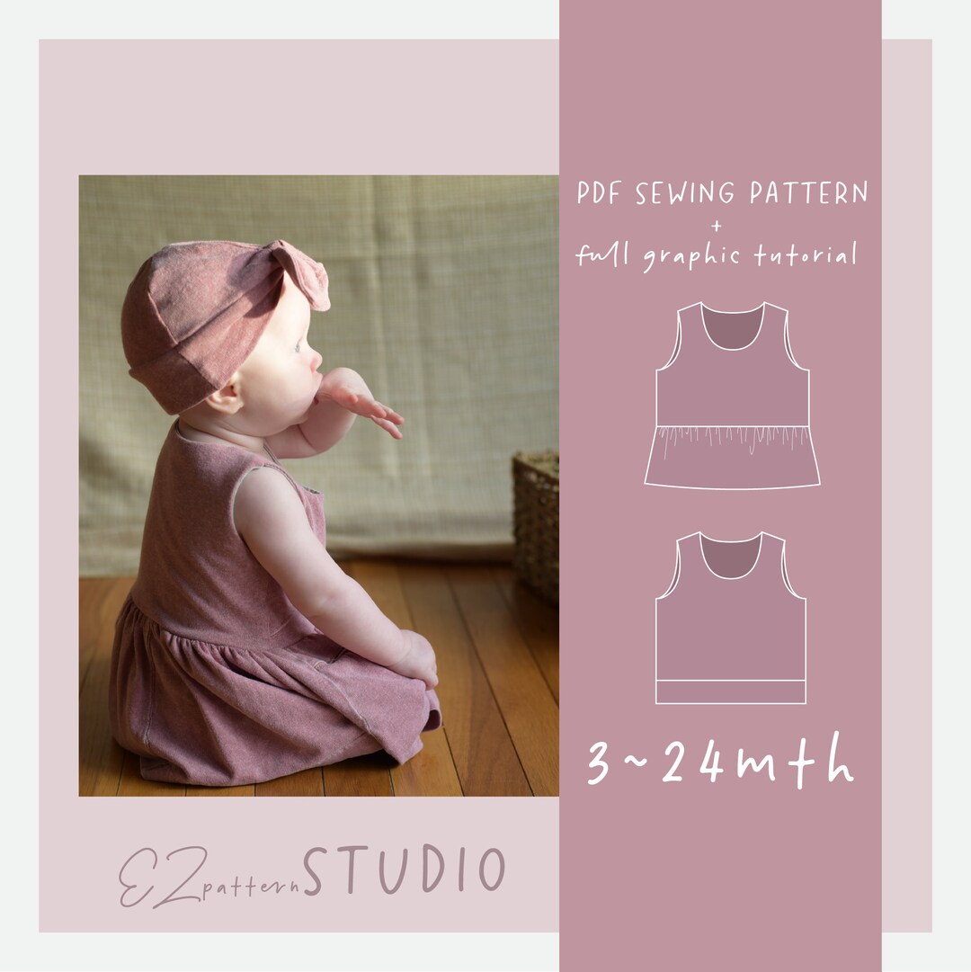 Top/dress PDF Sewing Patterns for Baby // Sizes: 3mth - 24mth // Ez ...