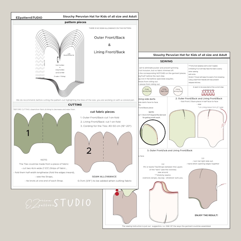 Slouchy Peruvian Hat PDF Sewing Pattern for Child/teen/adult - Etsy