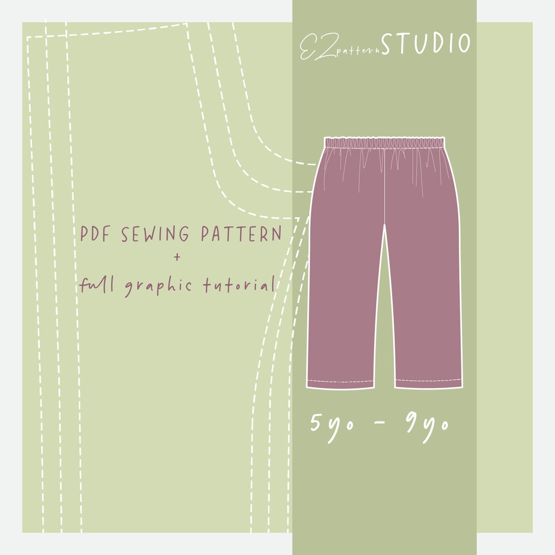 Wide-leg Pants PDF Sewing Pattern for Kids/ 5yo - 6yo - 7yo - 8 Yo ...