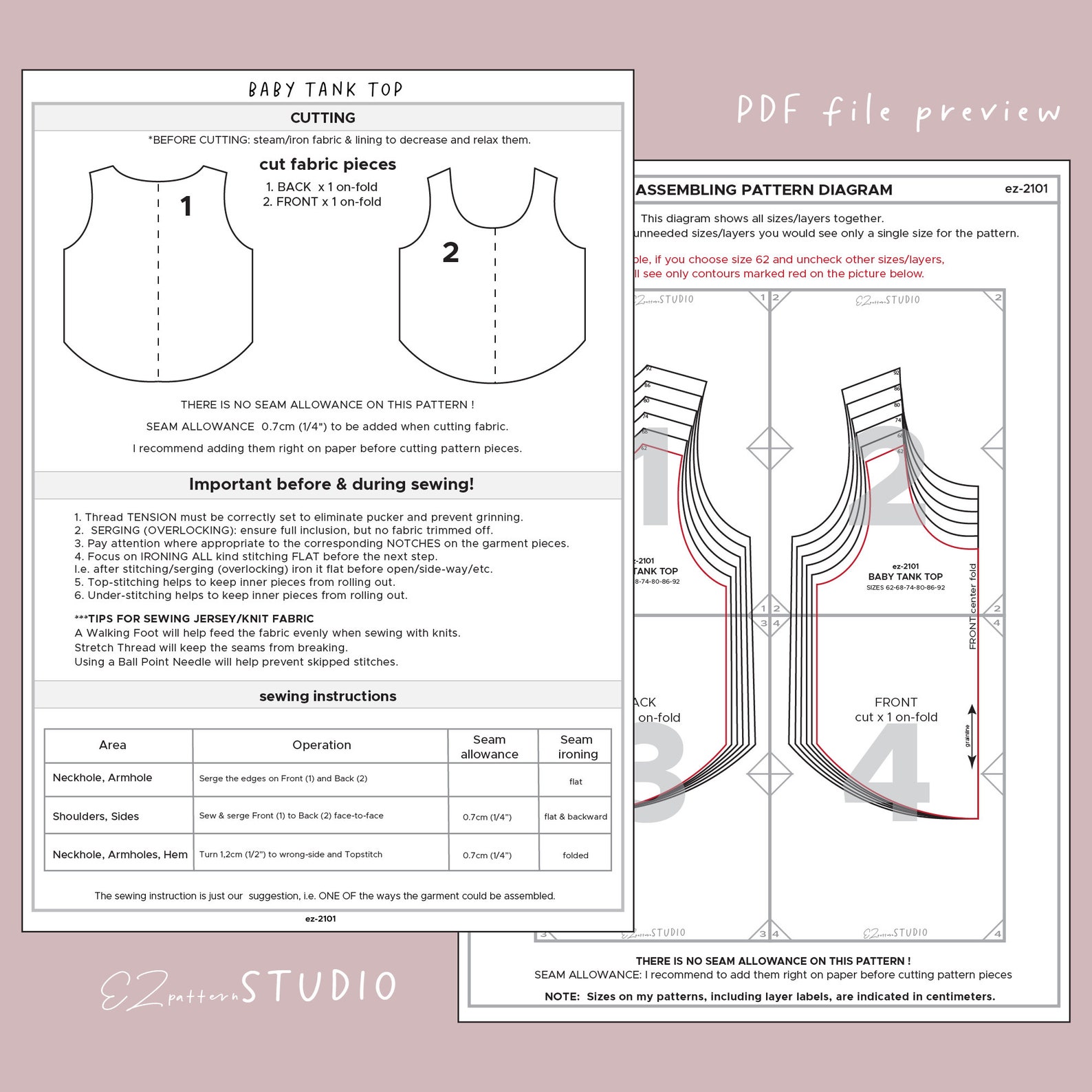 Tank Top PDF Sewing Patterns for Baby/toddlers //3mth 2y // - Etsy