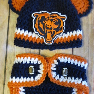 Chicago Bears Crochet Hat Diaper Cover Set, Newborn to 12 Mo, Photo ...