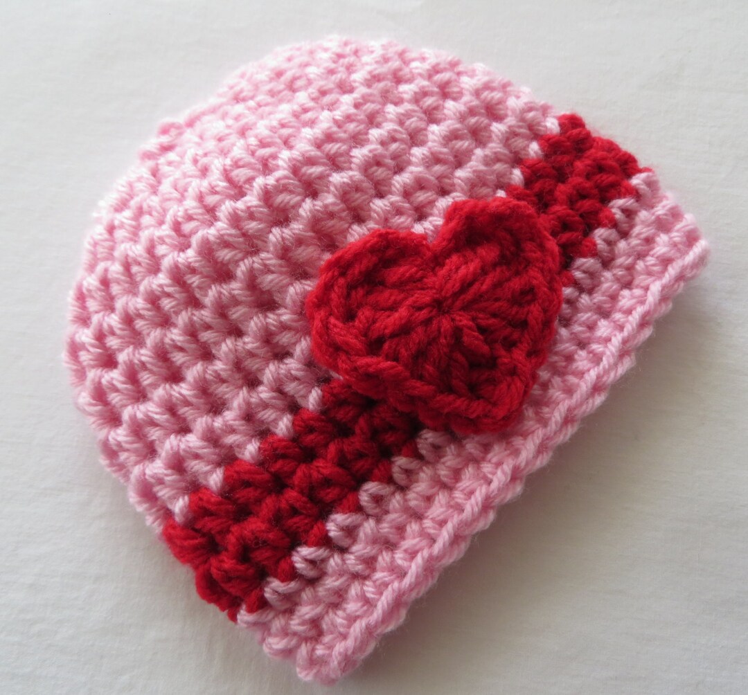 PINK VALENTINE'S Hat, Red HEART, Baby Girls, Valentine's Day Photo ...