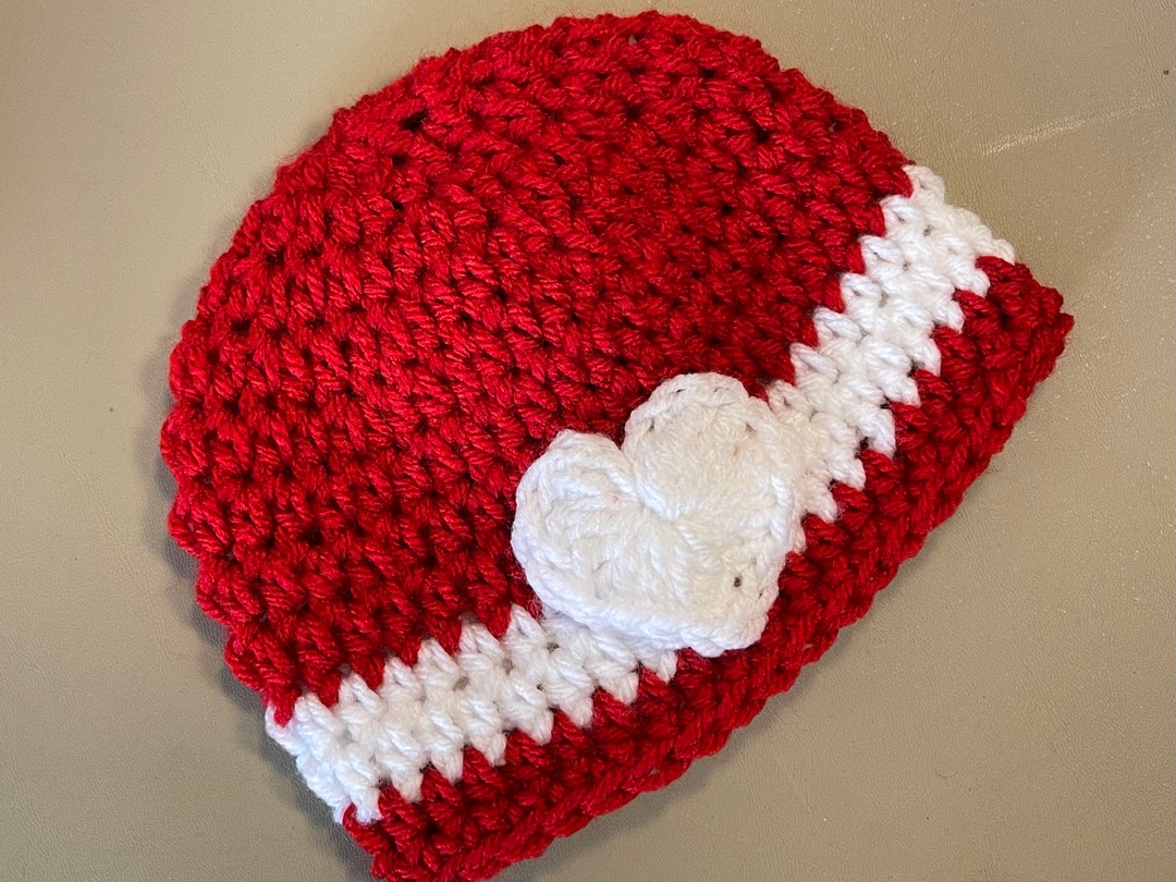 RED VALENTINE’S Crochet Hat, Valentine's Day Props, Preemie, Newborn to ...