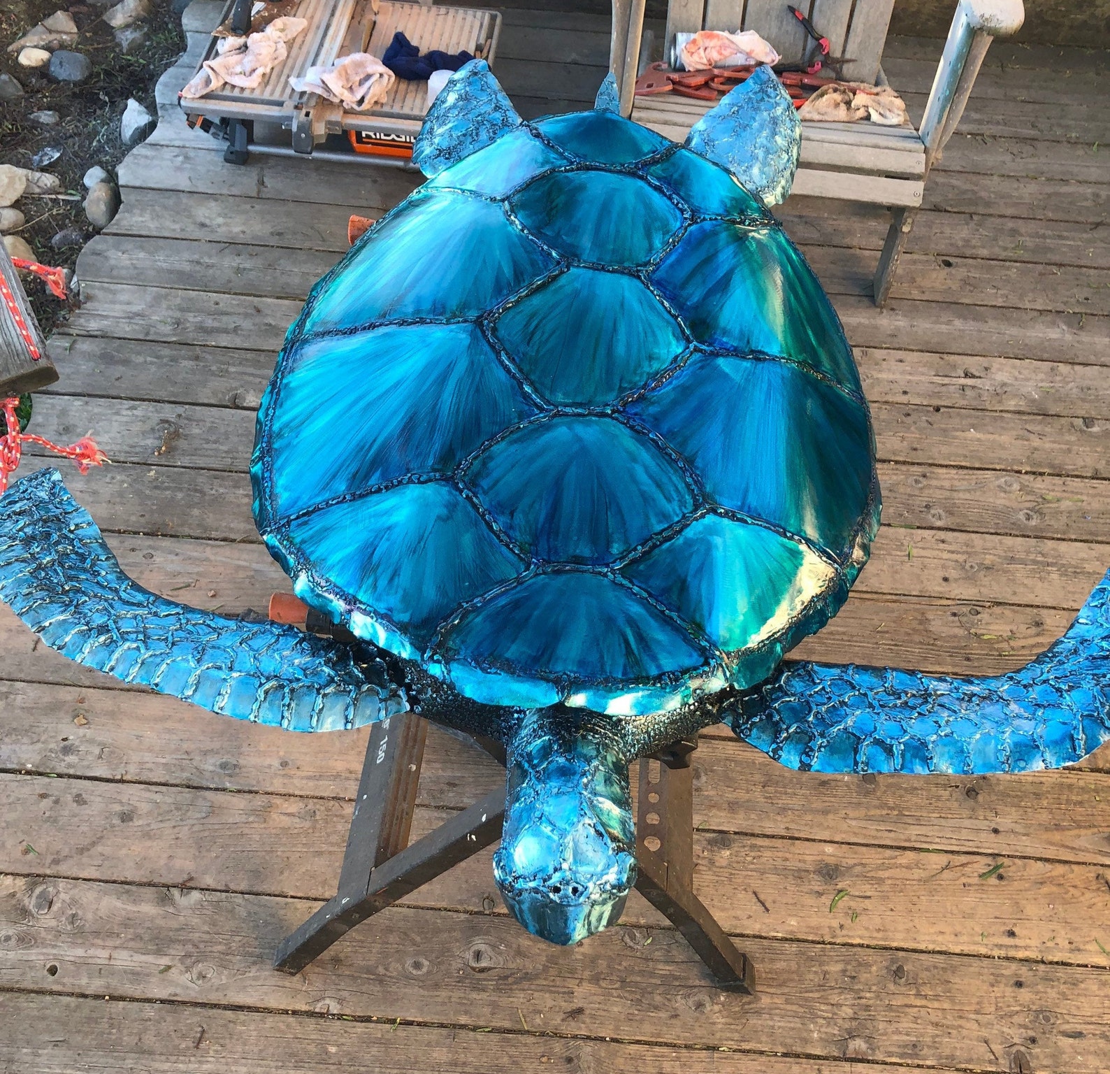 Sea Turtle Metal Sculpture, Unique Metal Art, Home Decor, Metal Garden ...