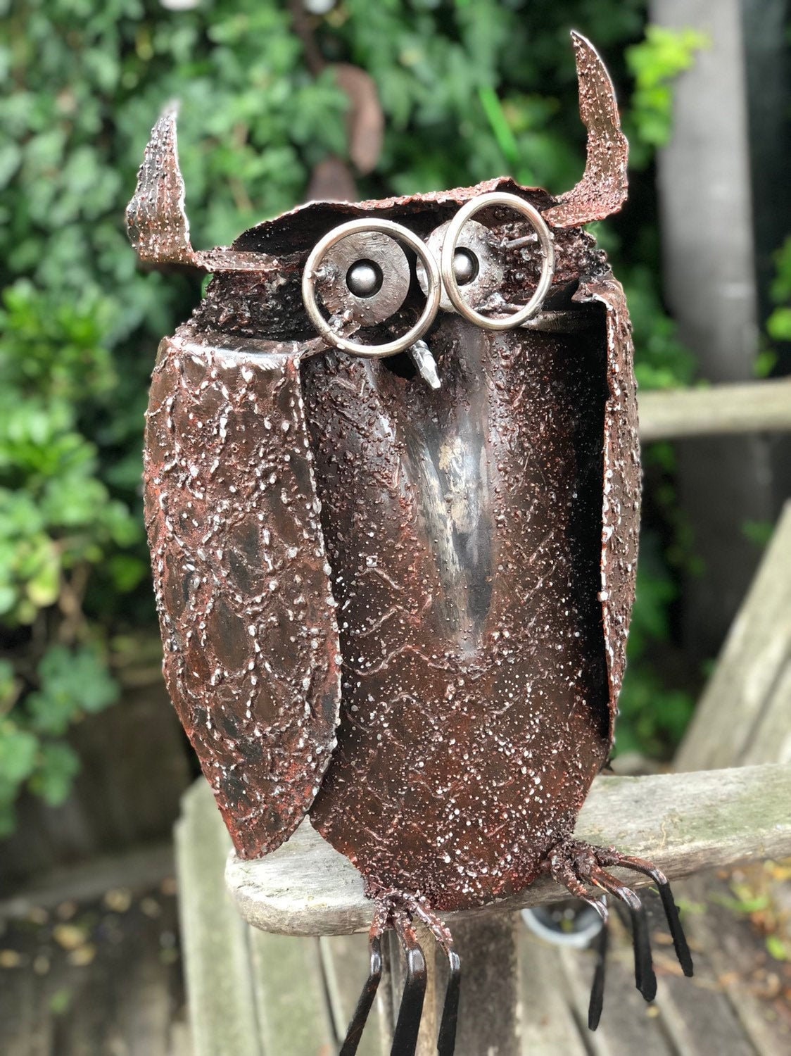 Eclectic Owl Metal Garden Art Metal Owl Sculpture | Etsy