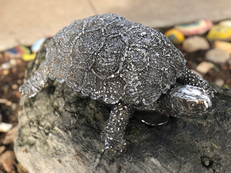 Metal Tortoise Garden Art - Metal Turtle Yard Art - Metal Garden Decor ...