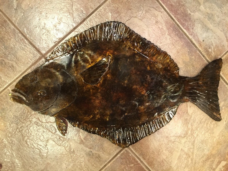 Pacific Halibut Sculpture, Metal Halibut Art, Fish Metal Decor, Ocean ...