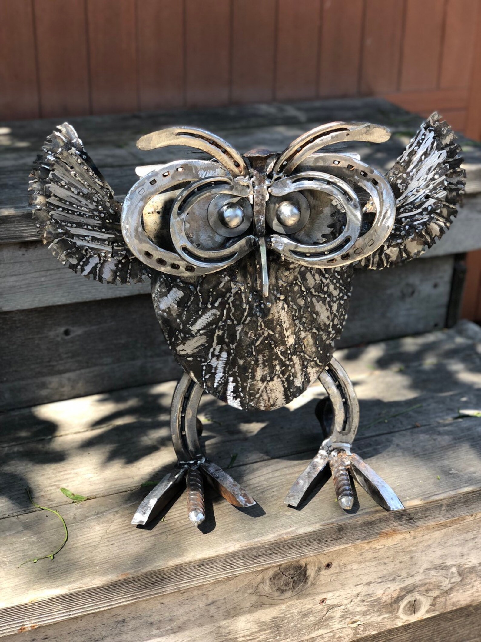 Eclectic Owl Metal Garden Art - Metal Owl Sculpture - Whimsical Owl ...