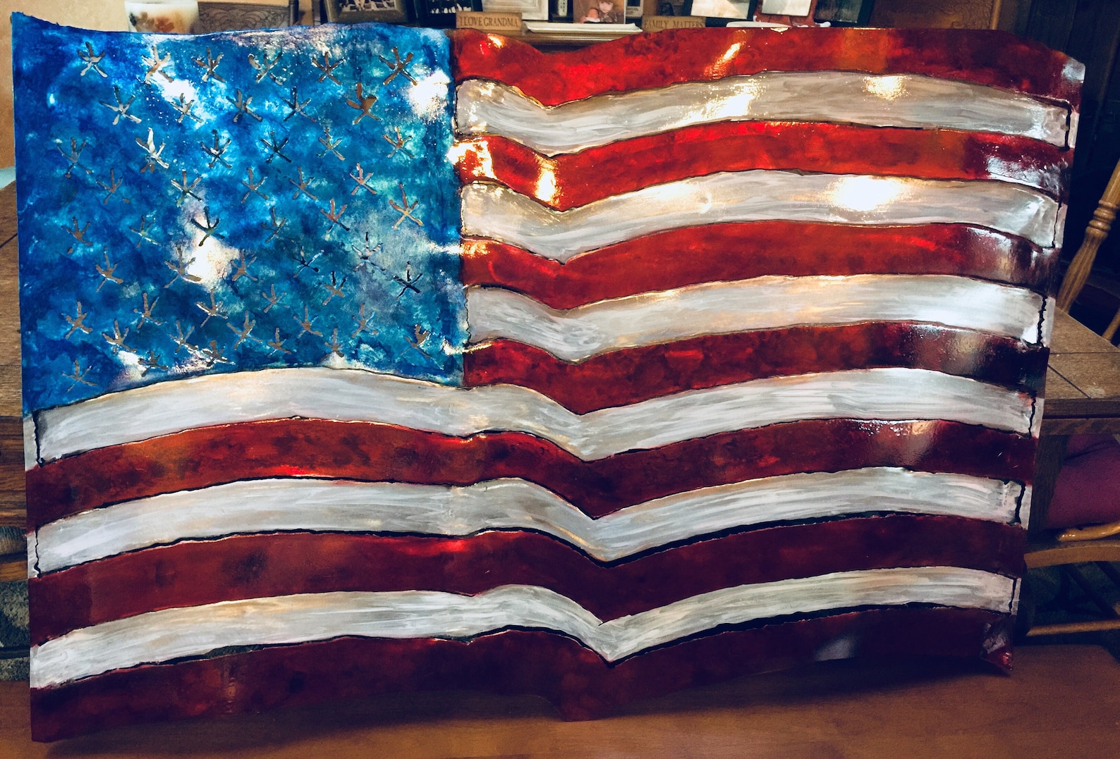 American Flag Sculpture, Metal American Flag, American Flag Art, Metal ...