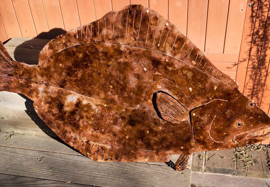 Pacific Halibut Sculpture, Metal Halibut Art, Fish Metal Decor, Ocean ...