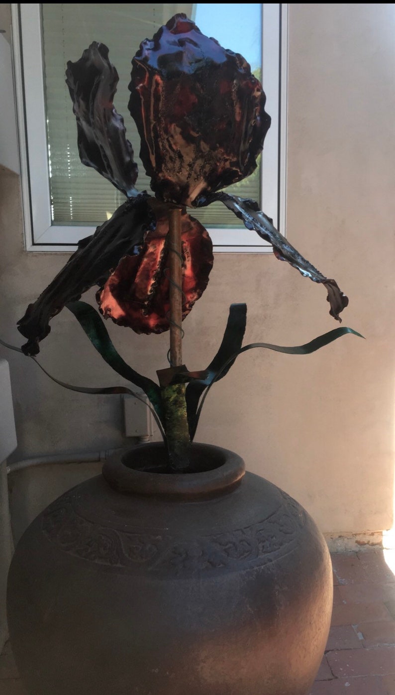 Iris Metal Colored Sculpture, Custom Size Flower Sculpture, Garden ...