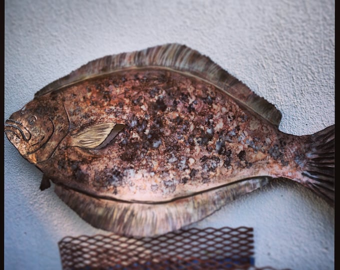Pacific Halibut Sculpture, Metal Halibut Art, Fish Metal Decor, Ocean ...