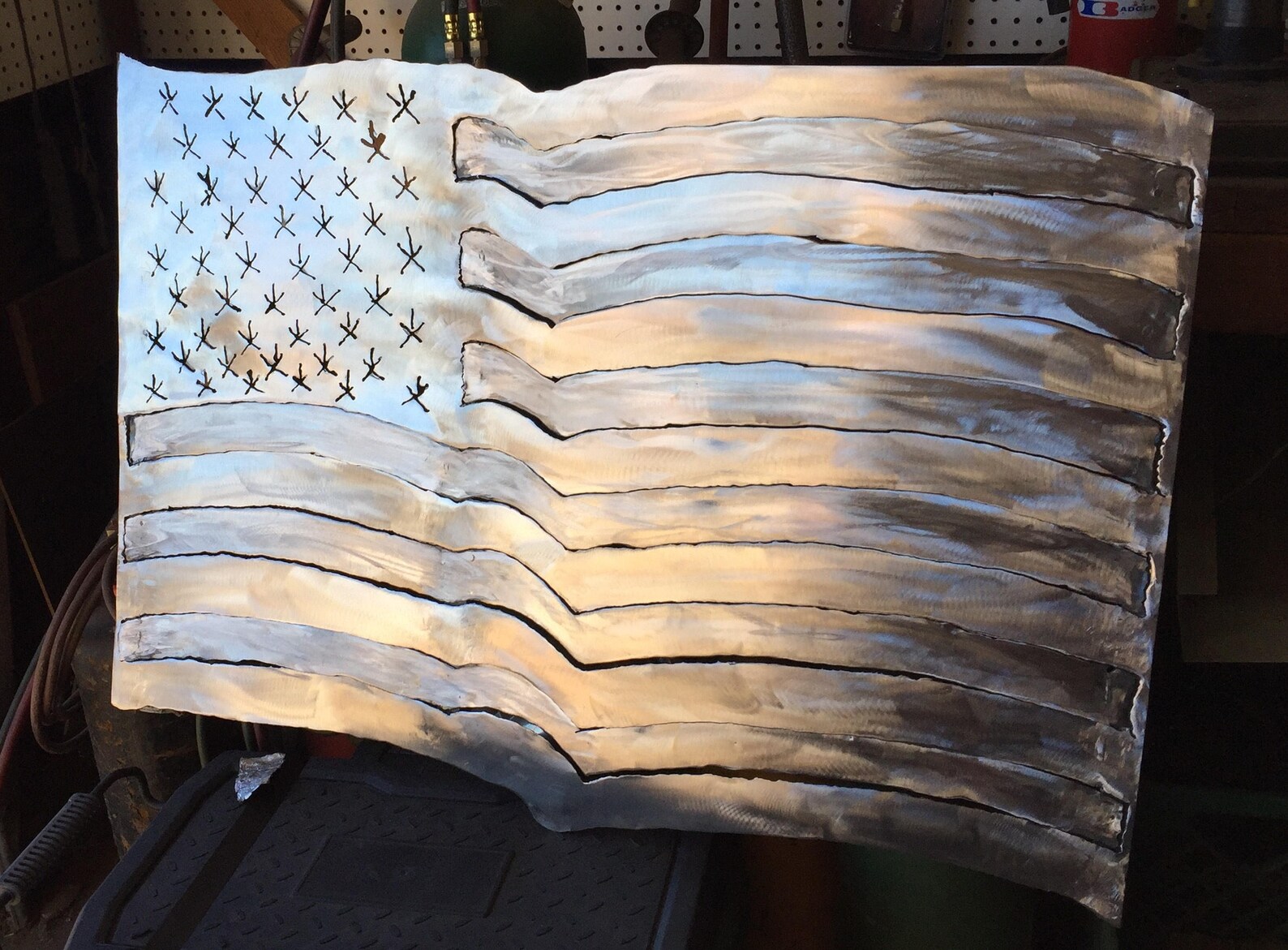 American Flag Sculpture, Metal American Flag, American Flag Art, Metal ...
