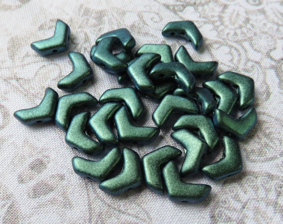 Polychrome Mint Chocolate Chevron Duo 2 Hole V Shape Beads | Etsy