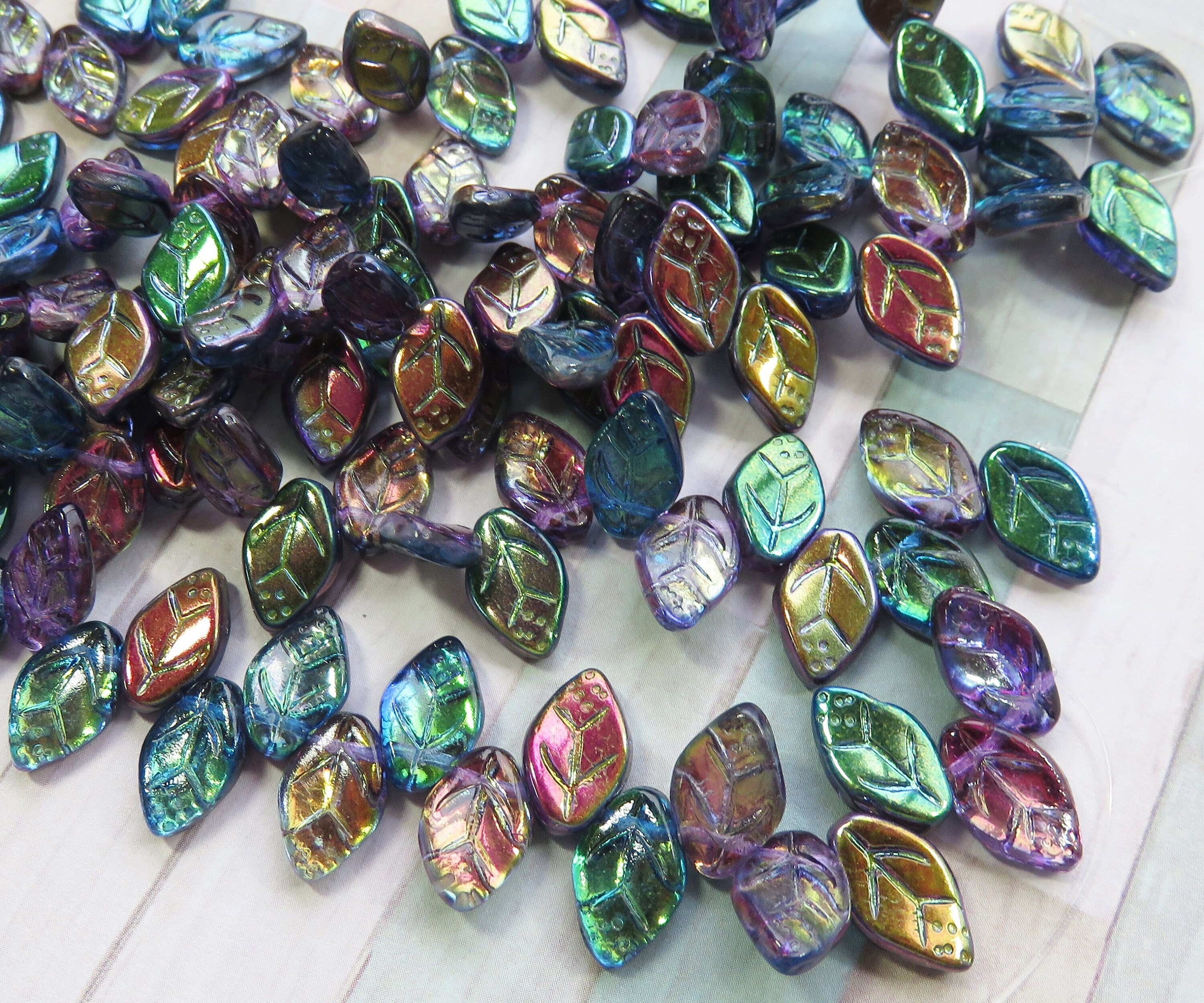Magic Blueberry Czech Glass 12 Mm by 7 Mm Leaves 25 Beads - Etsy
