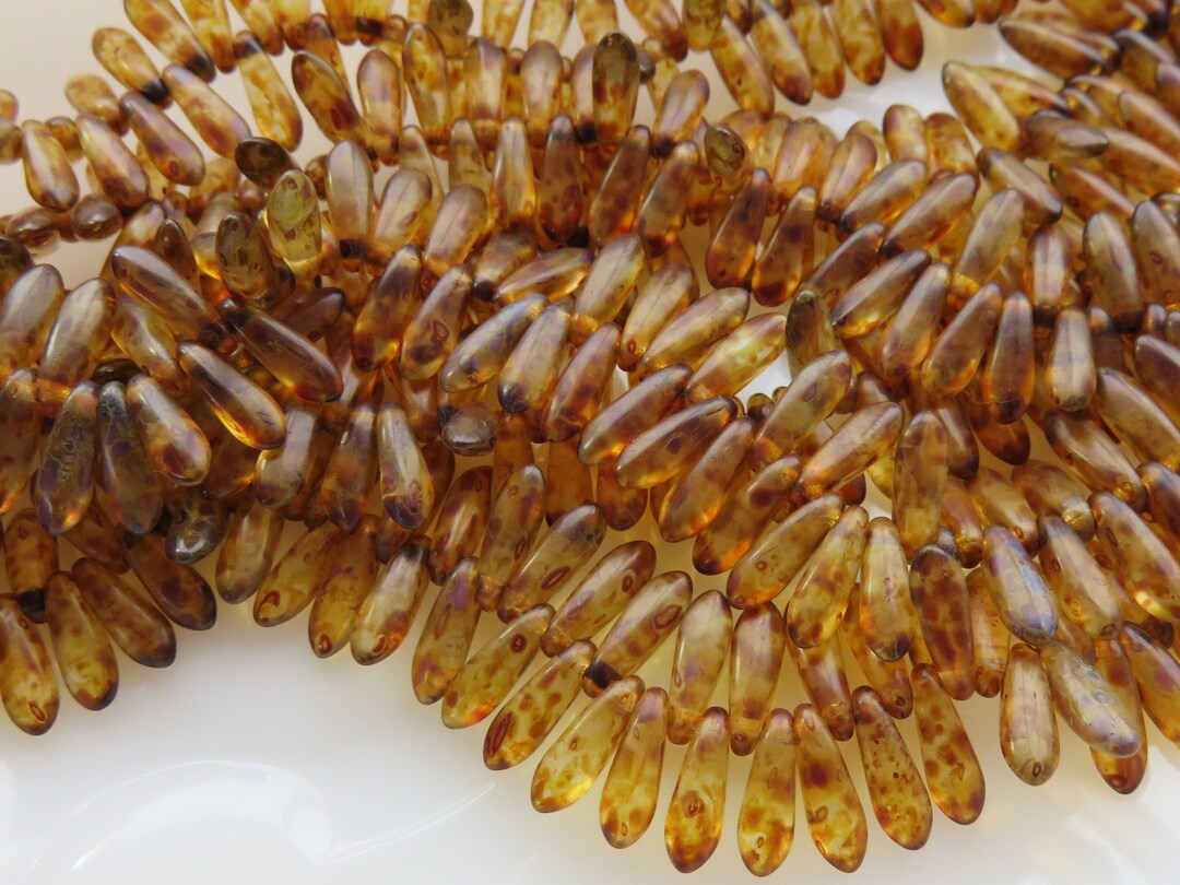 Picasso Matte Crystal Daggers Czech 3 X 11 Mm Glass Dagger - Etsy