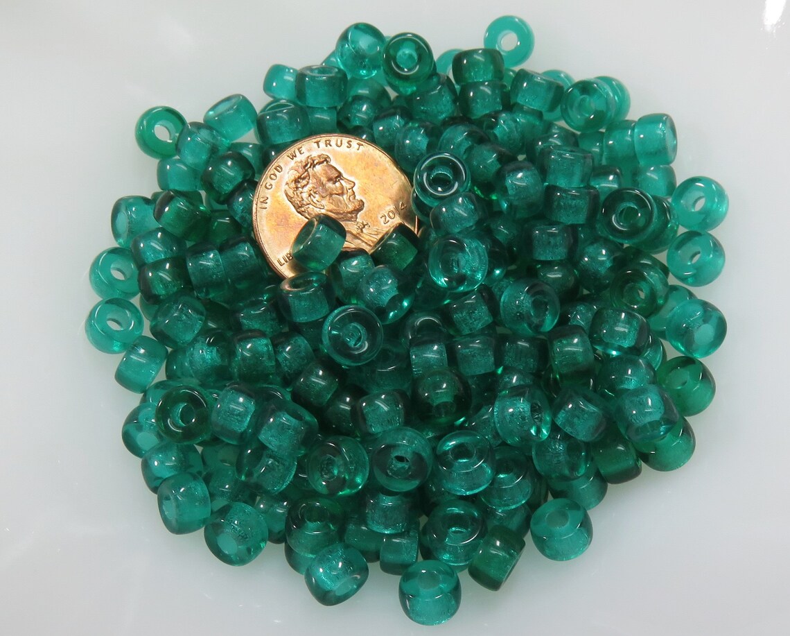 Emerald Green Roll Bead Mini Crow Bead Czech Glass 6 mm | Etsy