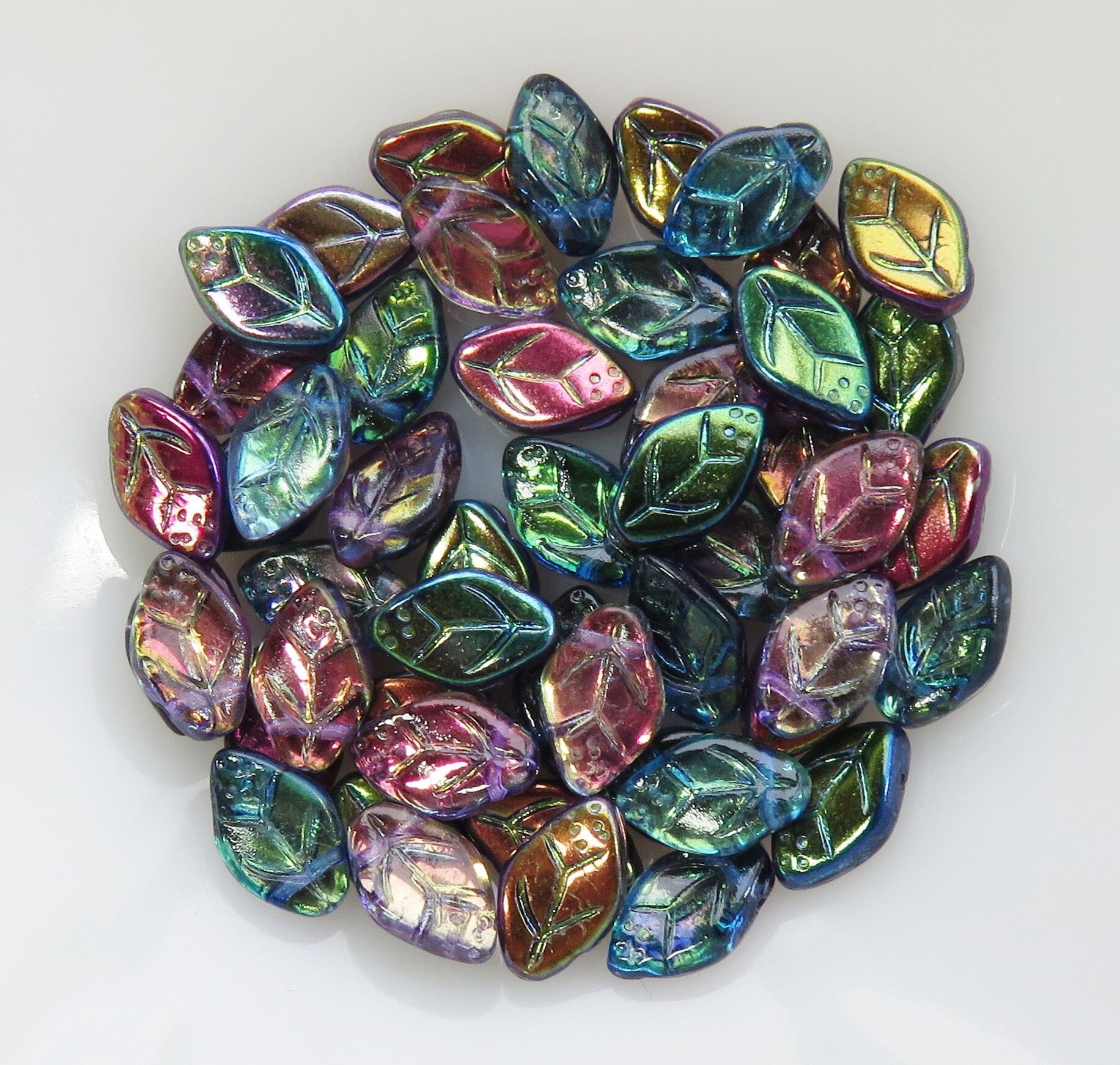 Magic Blueberry Czech Glass 12 Mm by 7 Mm Leaves 25 Beads - Etsy