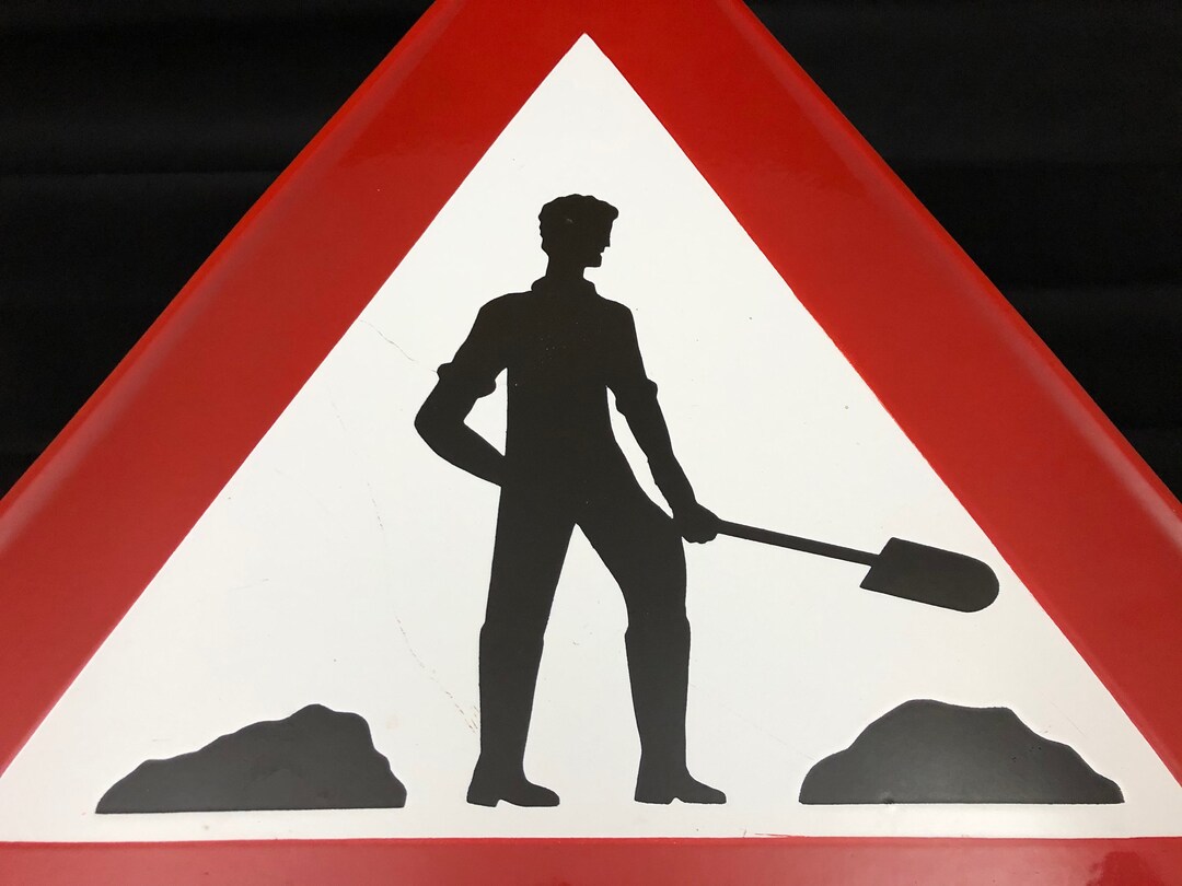 Enamel Road Works Sign Industrial Wall Décor, Triangle - Etsy