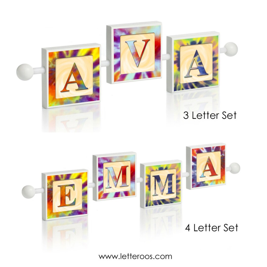 Letteroos Girls Name Sign Tie Dye Red Yellow Purple Personalized ...