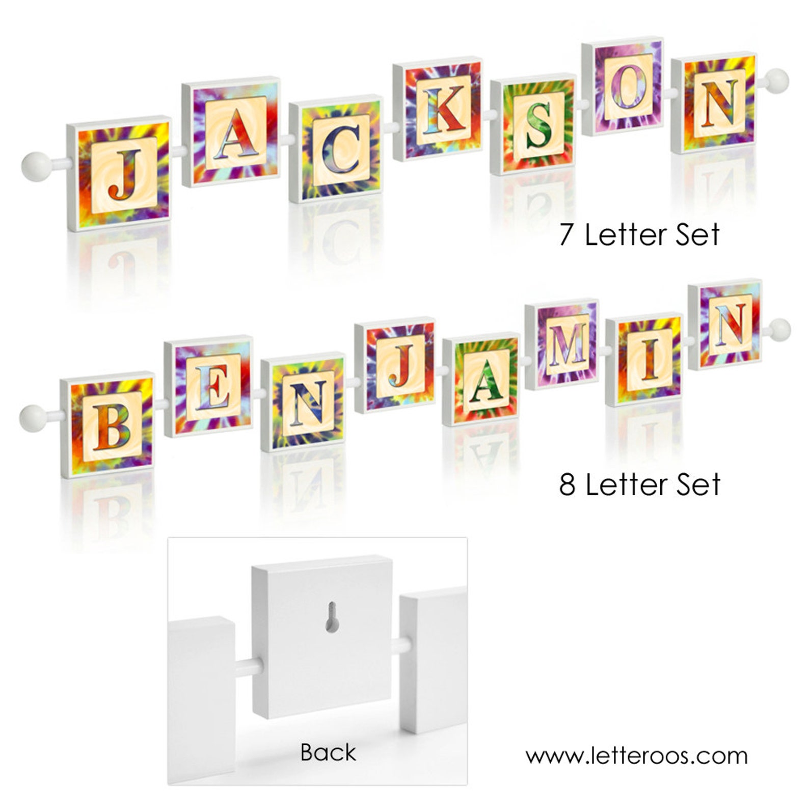 Letteroos Personalized Boys Custom Wall Letters Tie Dye Blue Red Yellow ...