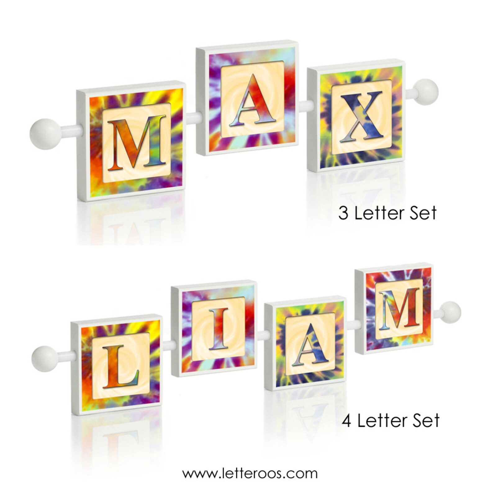 Letteroos Personalized Boys Custom Wall Letters Tie Dye Blue Red Yellow ...