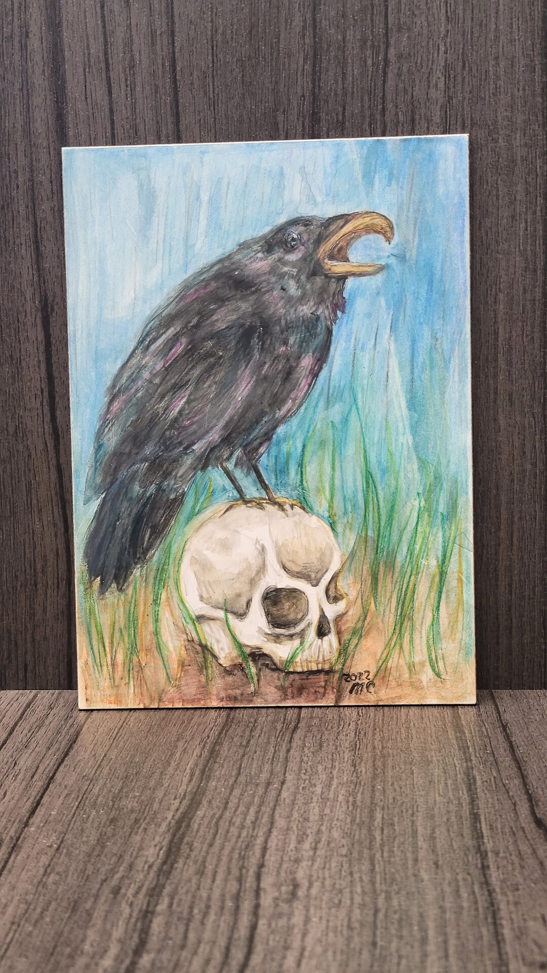 Crow Watercolor on Clayboard - Etsy