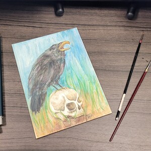 Crow Watercolor on Clayboard - Etsy