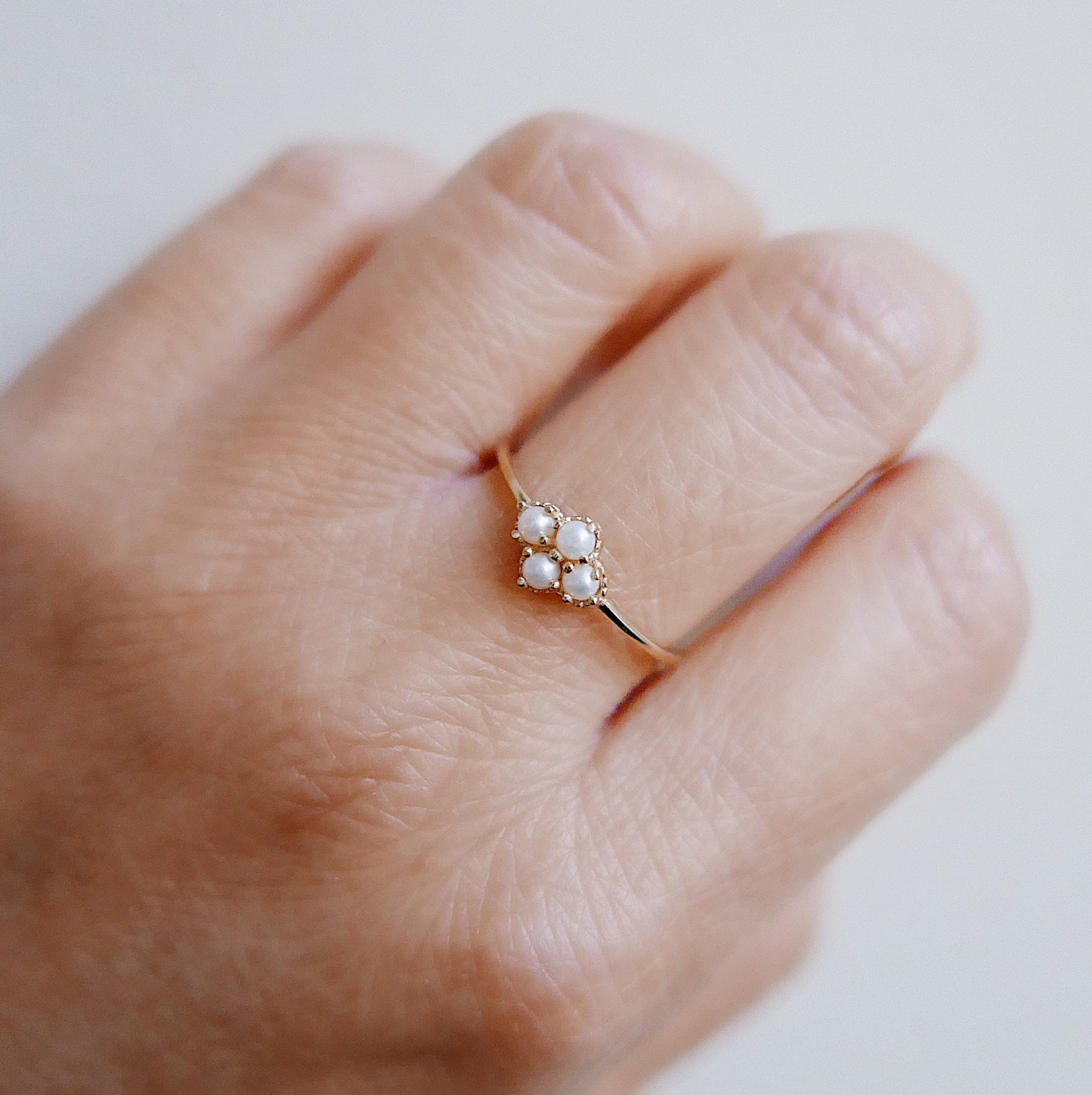 Lil Miss Lady Pearl Ring Dainty Pearl Stacking Ring Pearl - Etsy