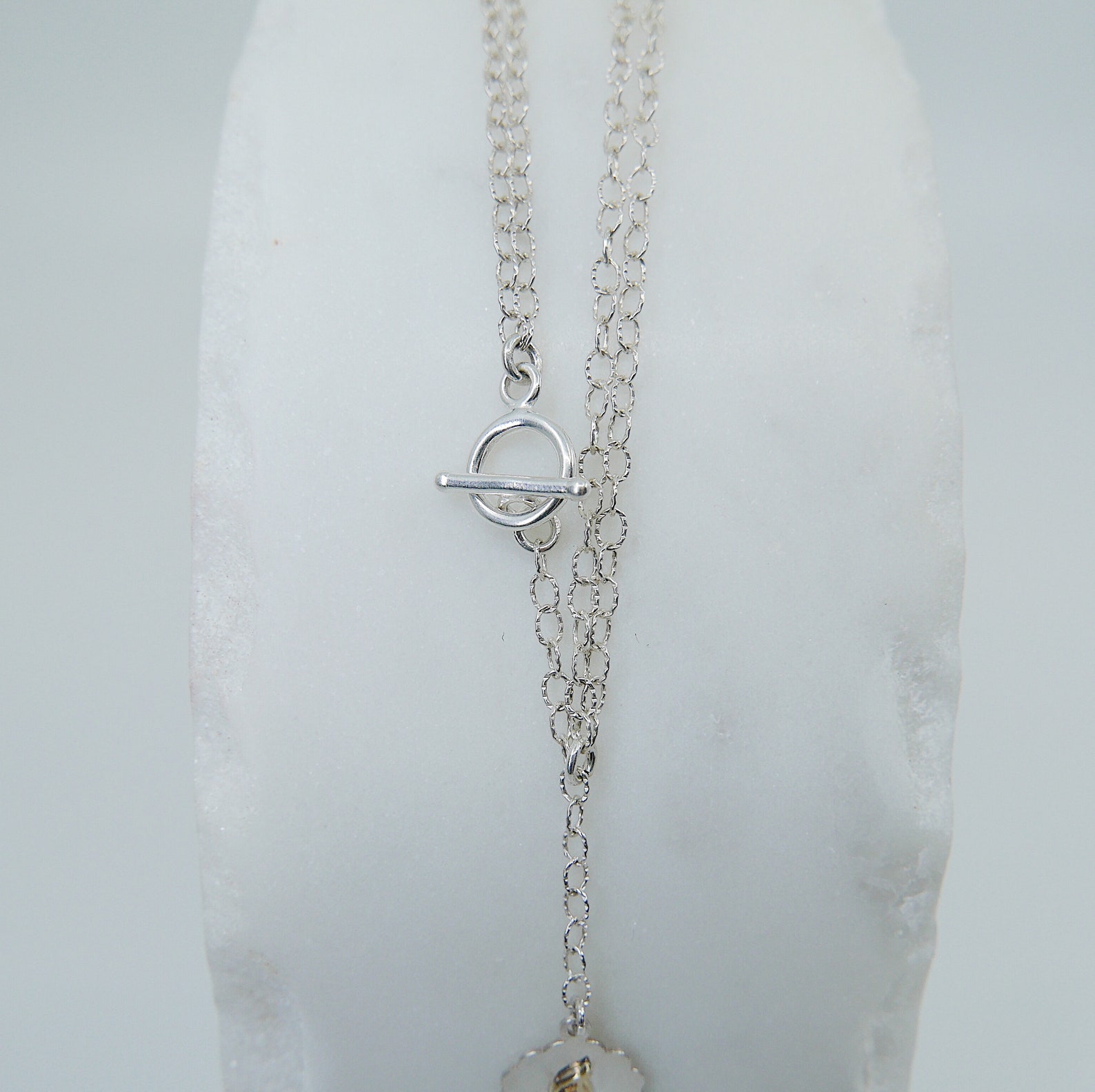 Initial Double Chain Lariat Necklace Sterling Silver and 14k | Etsy