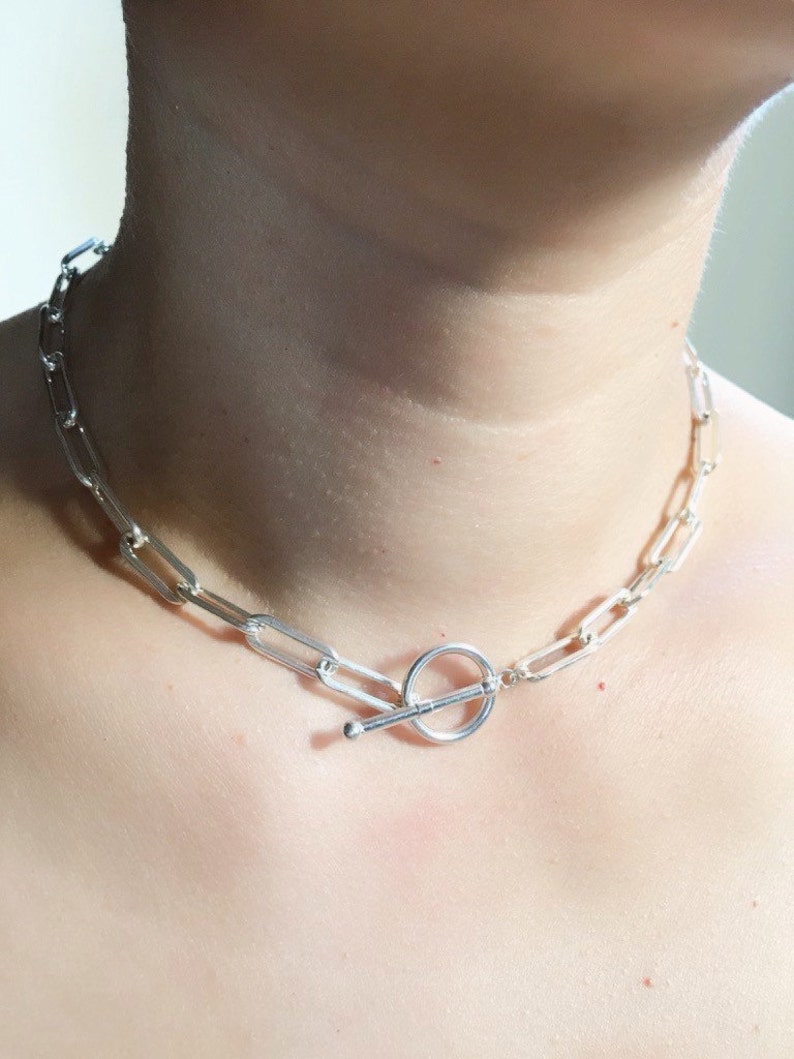 Toggle Choker Elongated oval link choker heavy chain choker | Etsy