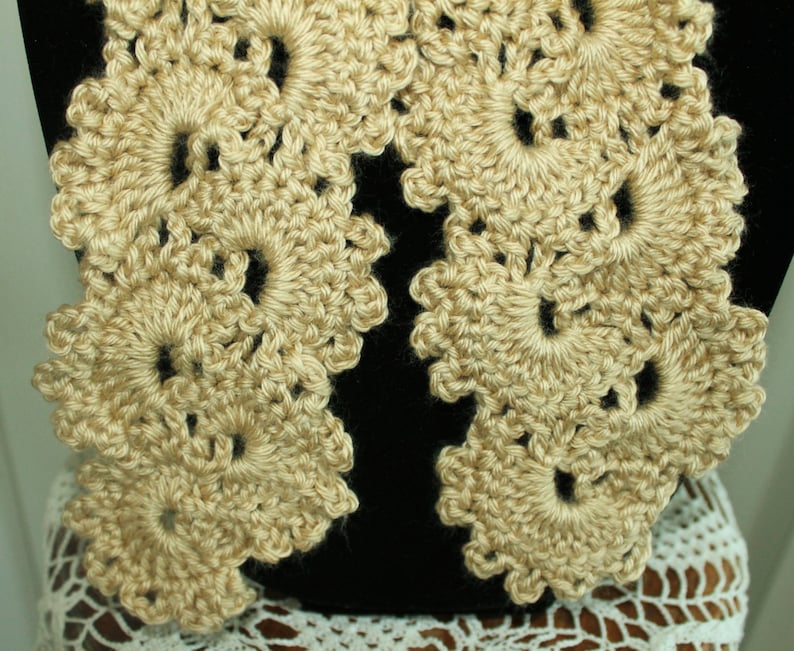 Beautiful Beige Queen Anne's Lace Handmade Crochet Scarf - Etsy