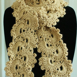 Beautiful Beige Queen Anne's Lace Handmade Crochet Scarf - Etsy