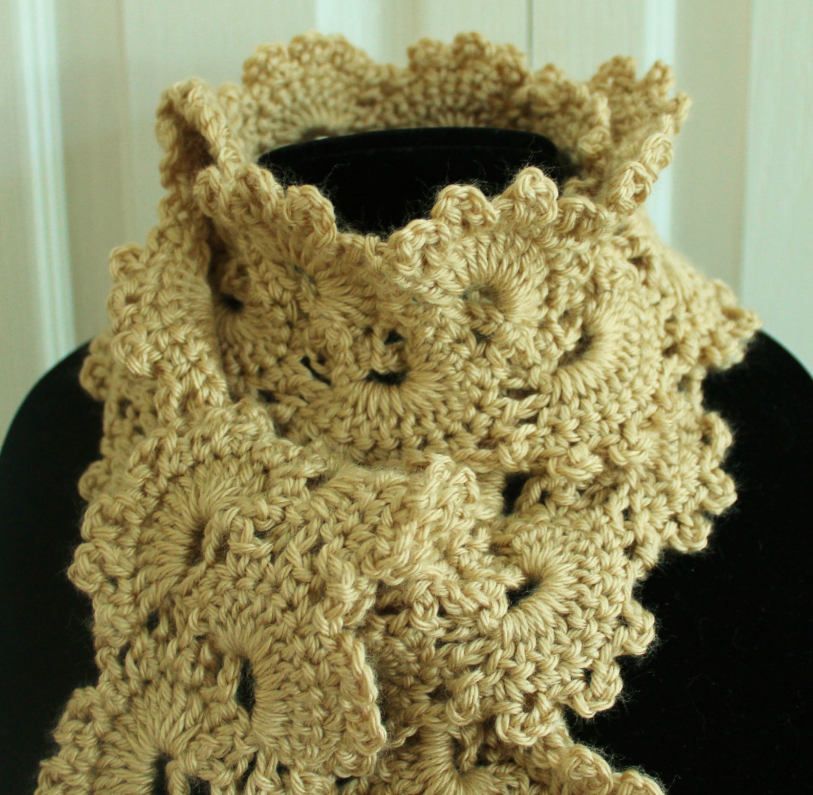 Beautiful Beige Queen Anne's Lace Handmade Crochet Scarf - Etsy