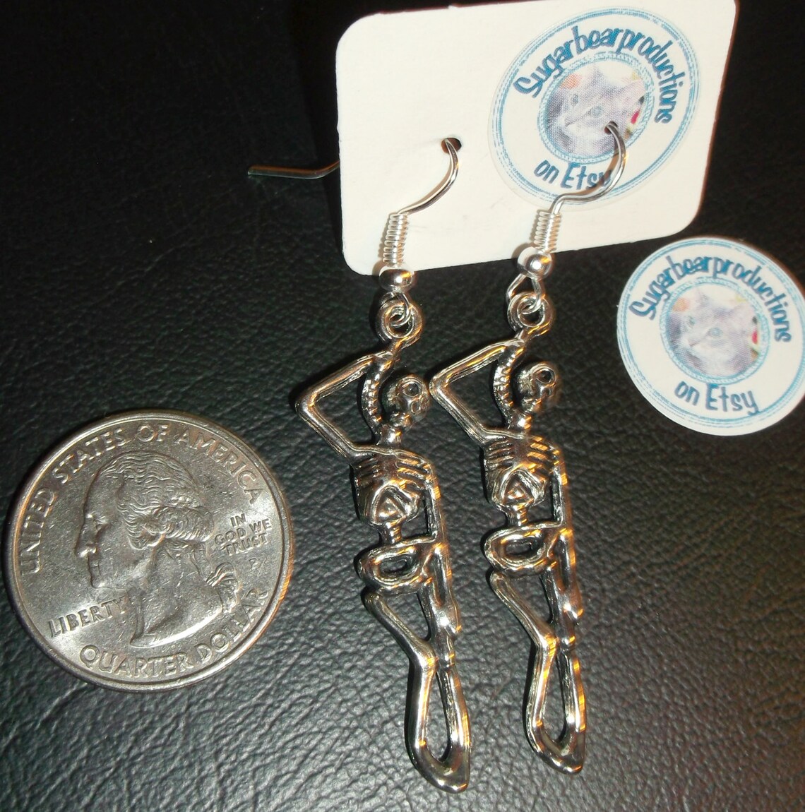 Silver skeleton Earrings dangling skeleton on noose | Etsy