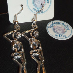 Silver skeleton Earrings dangling skeleton on noose | Etsy