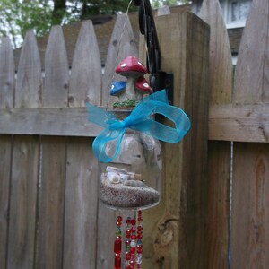 Enchanted Beach Mushroom, Jar Suncatcher, Glass, Message in a Bottle ...