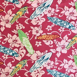 Pink Surfboard Fabric Surfer Fabric Beach Fabric Nautical - Etsy