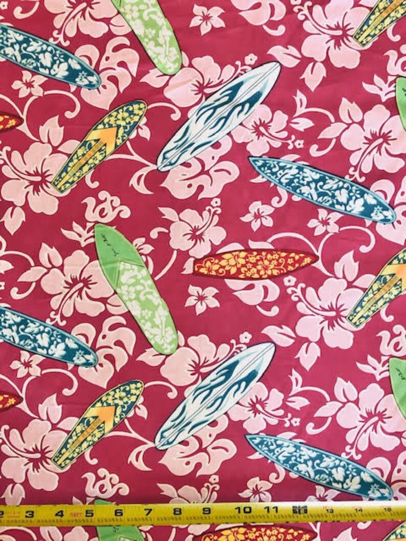 Pink Surfboard fabric Surfer fabric Beach fabric Nautical | Etsy