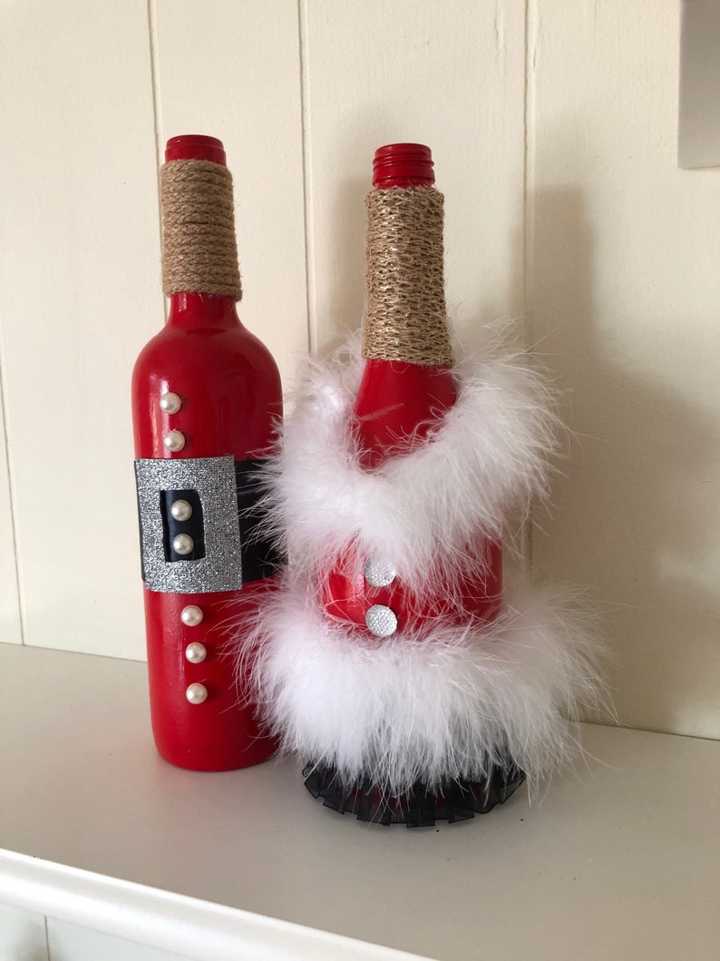 Mr.and Mrs. Claus RTS Santa Claus Wine Bottle Decor Santa Bottle Decor ...