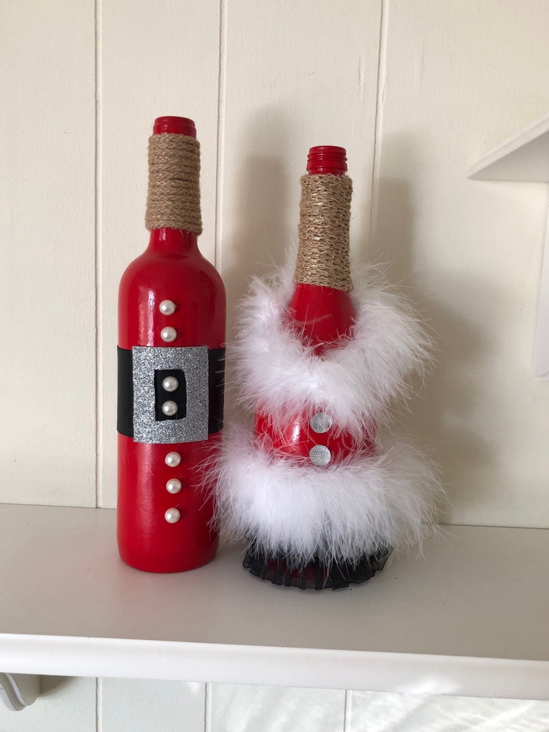 Mrand Mrs Claus Rts Santa Claus Wine Bottle Decor Santa Bottle Decor Christmas Wine Bottle Set