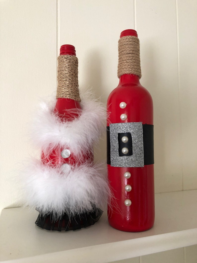 Mr.and Mrs. Claus RTS Santa Claus Wine Bottle Decor Santa Bottle Decor ...